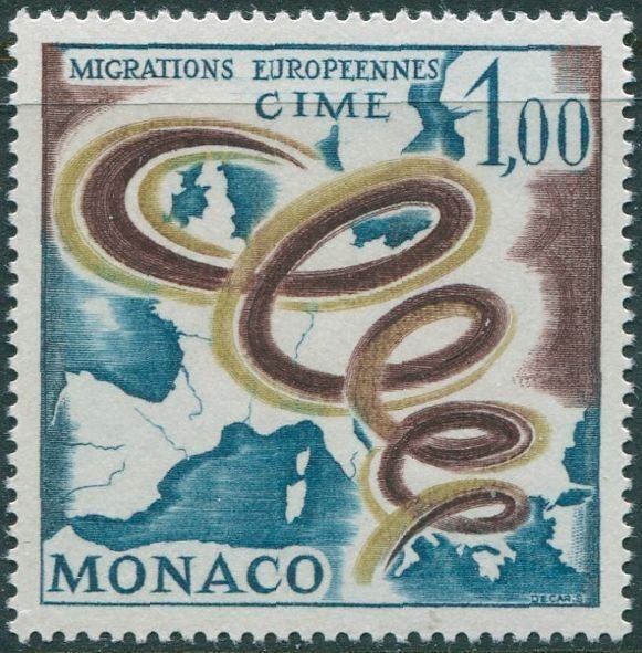 Monaco 1967 SG889 1f Squiggle on Europe Map MNH | Europe - Monaco ...