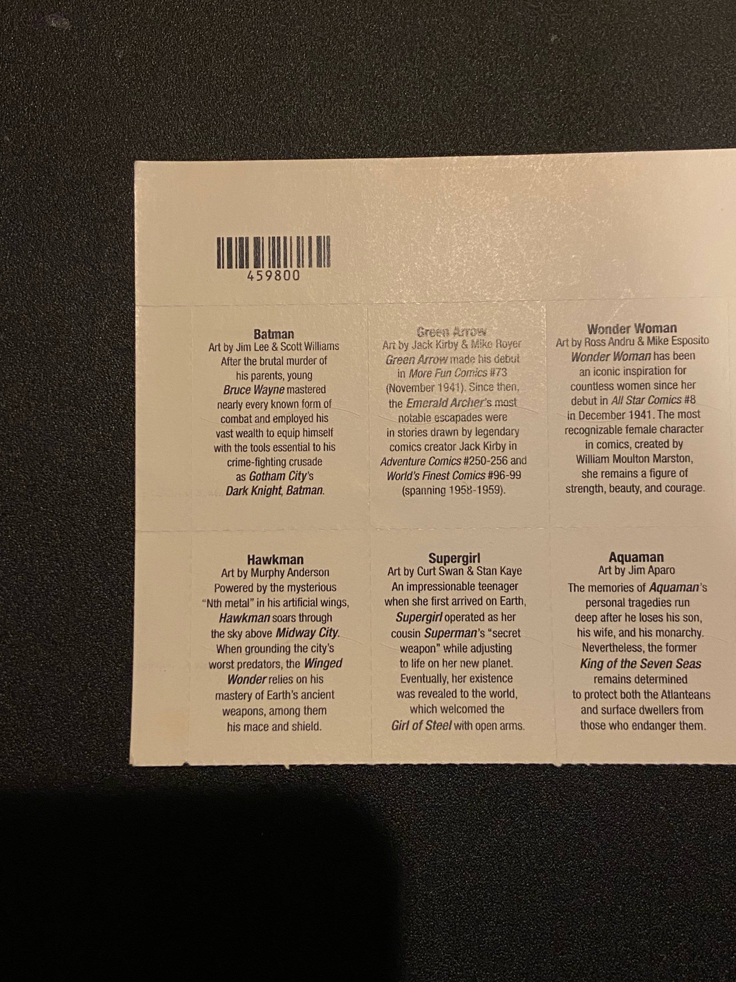 2005 USPS DC Comics Super Heroes, Chapter One 1/2 Sheet, 10 $.0.39 ...