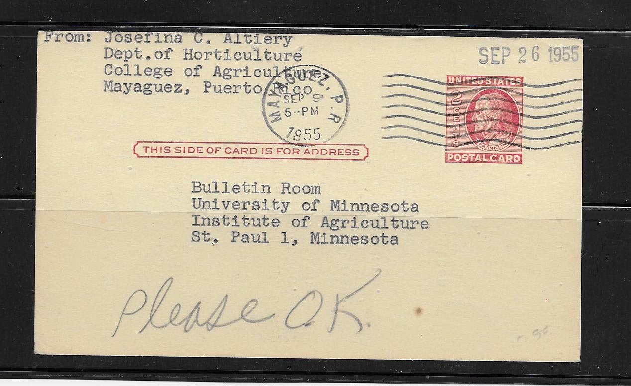 Puerto Rico Card 1955 Mayaguez #Octub 2 | United States, General Issue ...