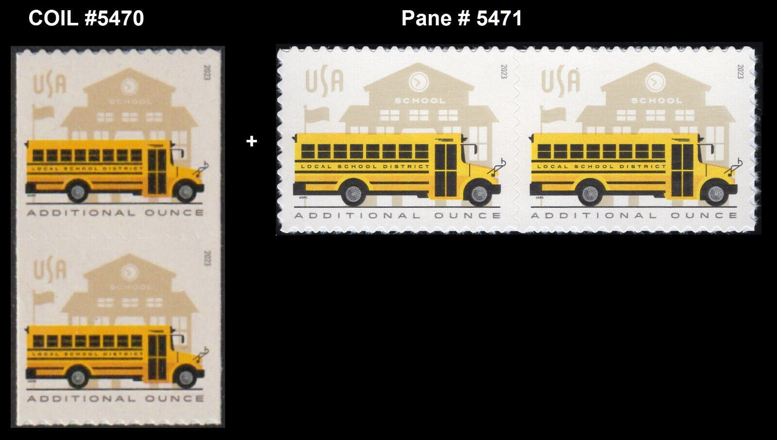2023 US STAMP - School Bus - Pane & Coil Pair- SC# 5740 5741 | United ...