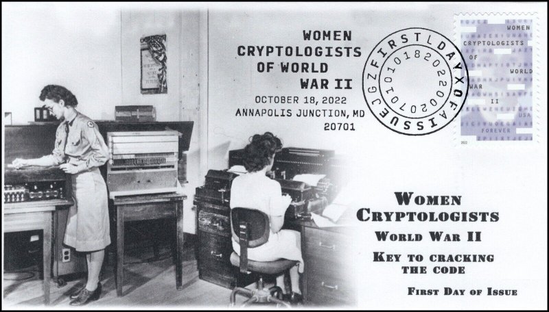 22-257, 2022 , Women Cryptologists of WW II, Pictorial Postmark, First ...