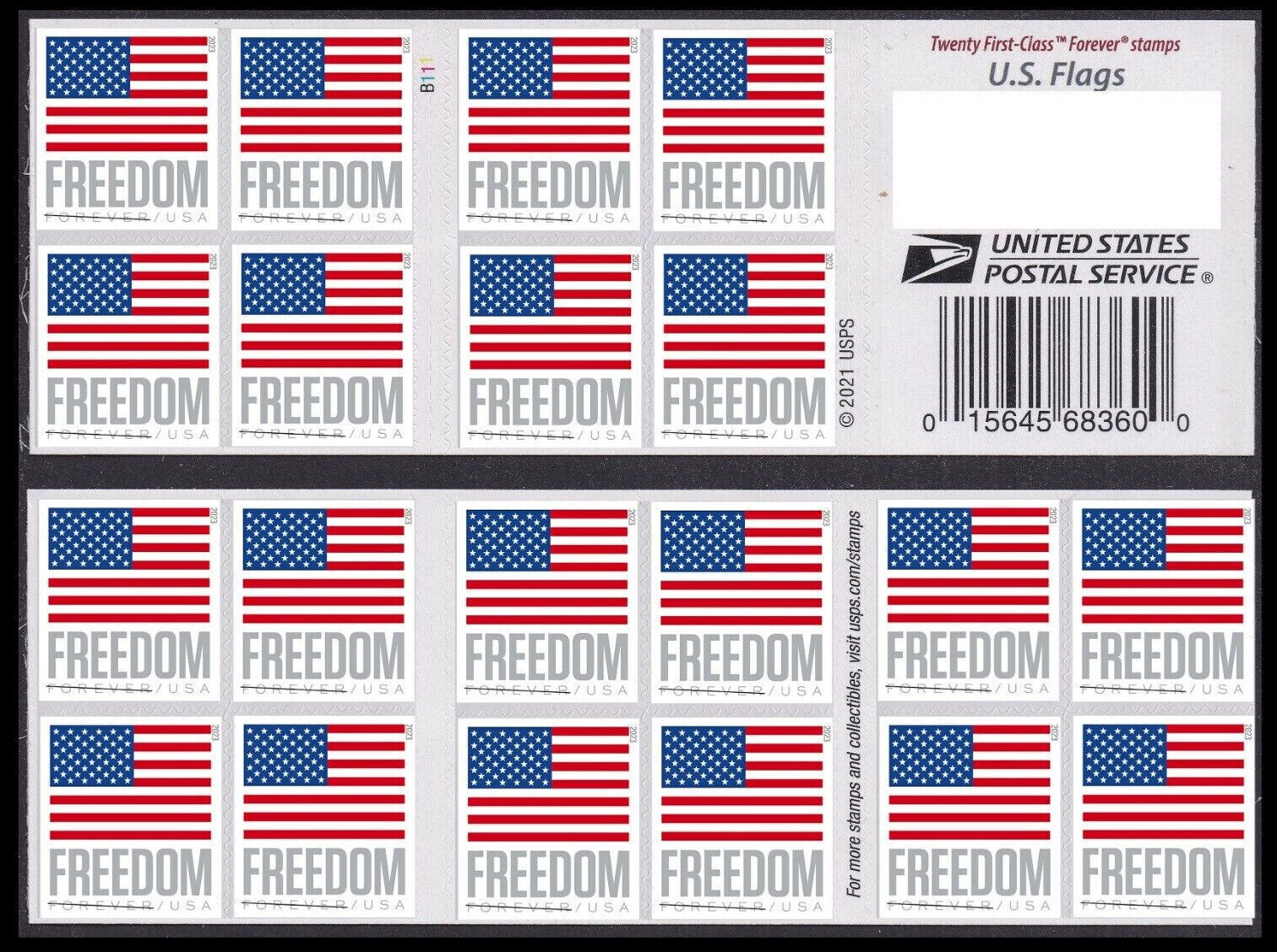 2023 US STAMP - US FLAG BCA - Booklet of 20 STAMP - Ship After 4/15 ...