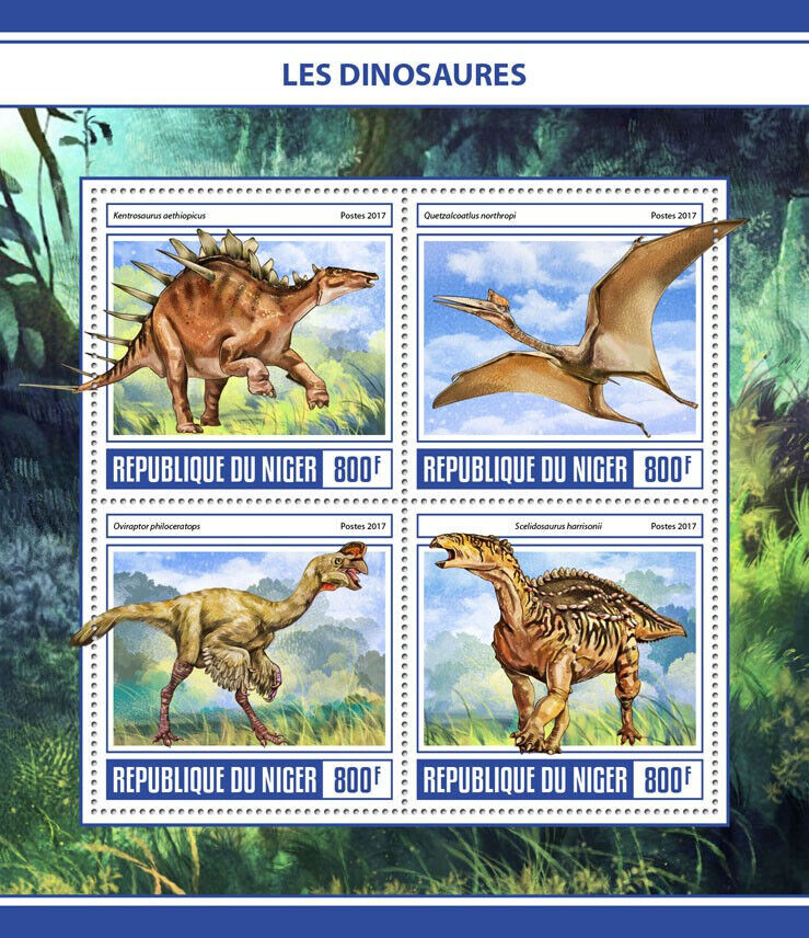 Dinosaurs Stamps Niger 2017 MNH Prehistoric Animals Kentrosaurus Oviraptor 4v MS | Africa ...