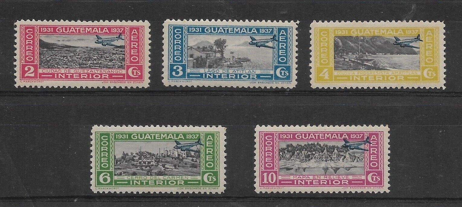 Guatemala 1937 Airmal Landscapes Quetzaltenango Lake MAP Plane C70/4 M ...