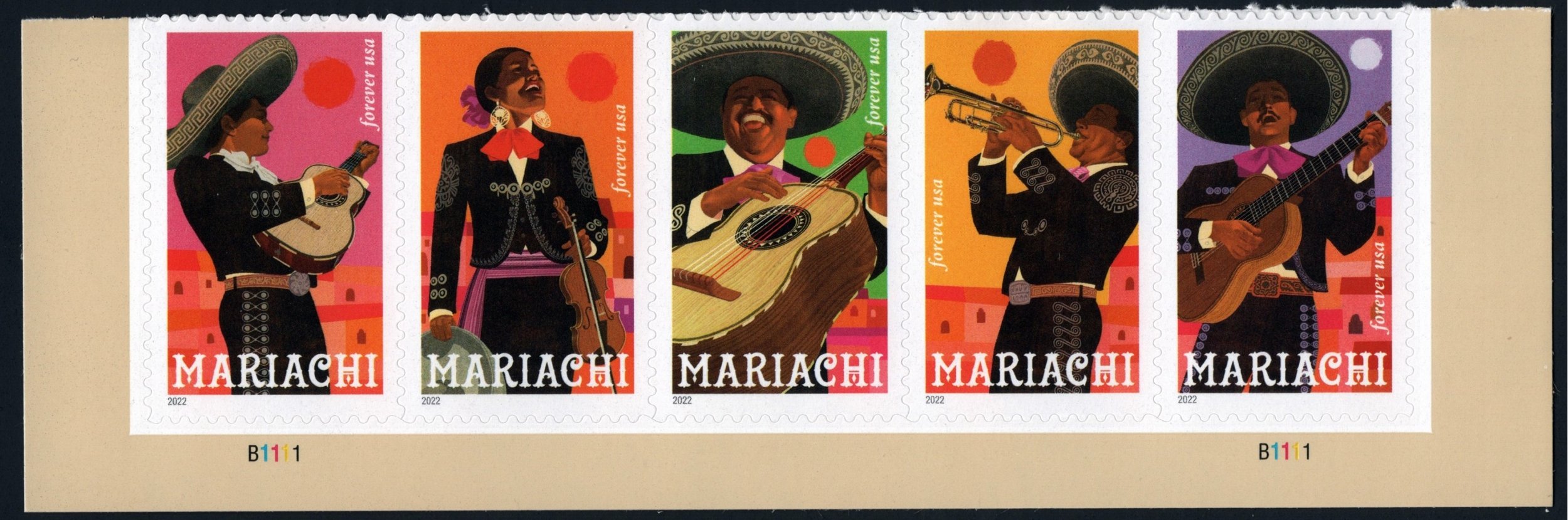 SC#5703-07 (Forever) Mariachi Plate Strip of Five (2022) SA | United ...