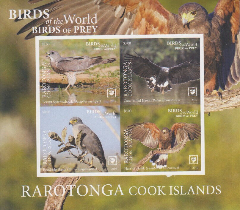 Cook Is. MNH Sc 1649a IMPERF Mi Bk 4B Value 23 Euro Birds of Prey ...