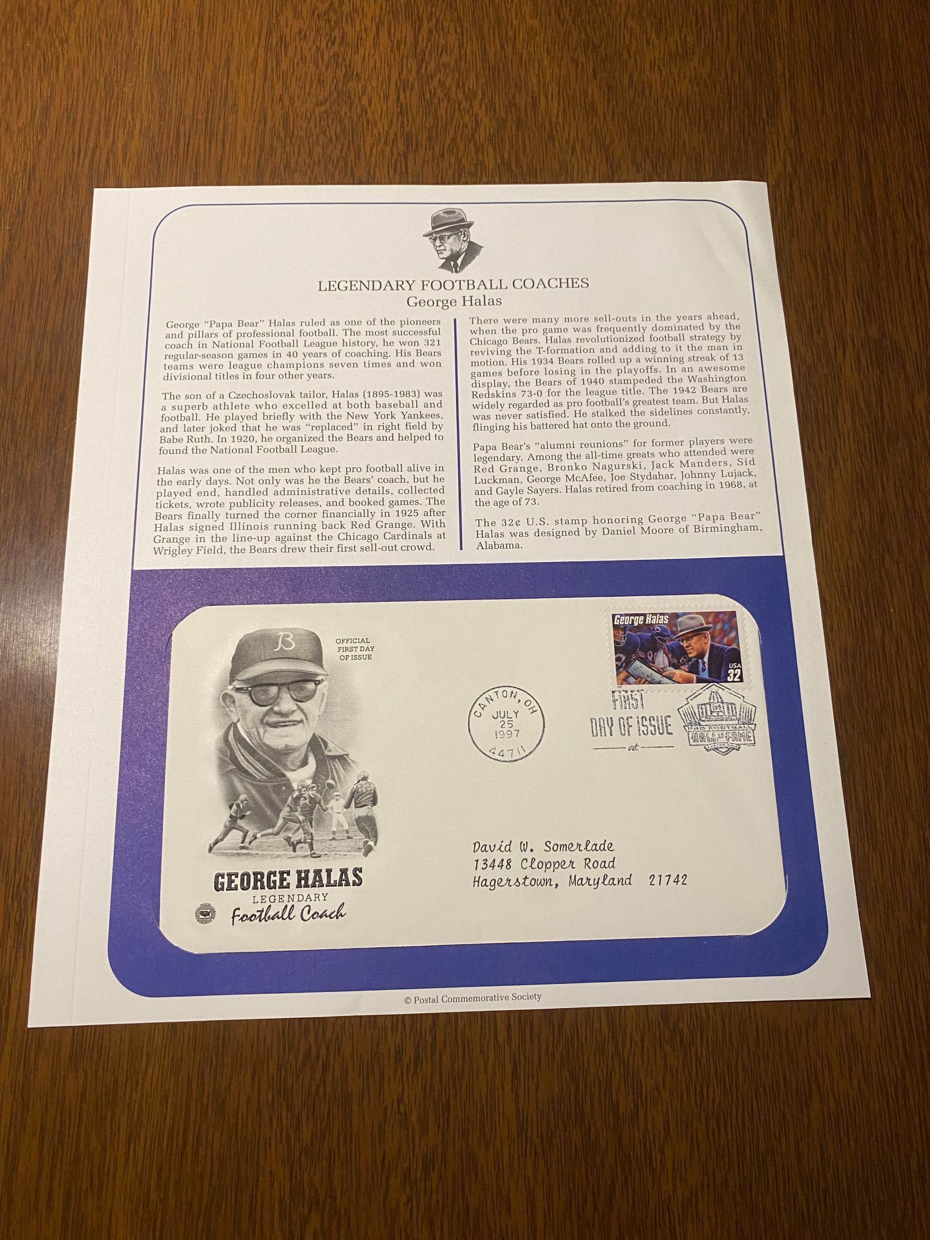 U.S. Scott Legendary College Football Coaches Stamps PCS First Day ...