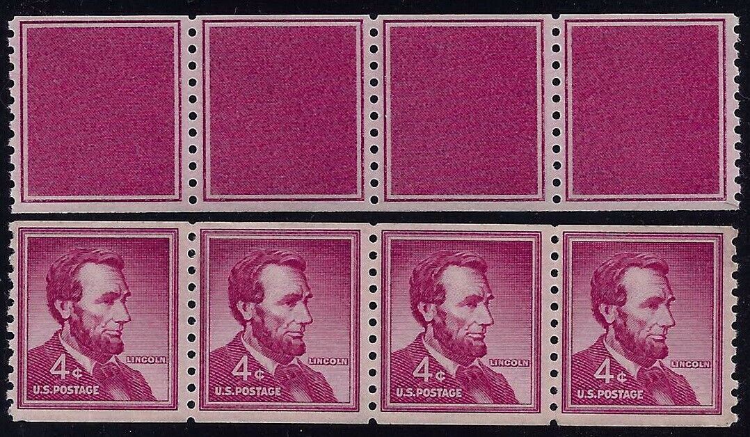 TD96 & 1058 F-VF+ Test / Dummy Strips of 4 Both Small Hole Variety Mint ...