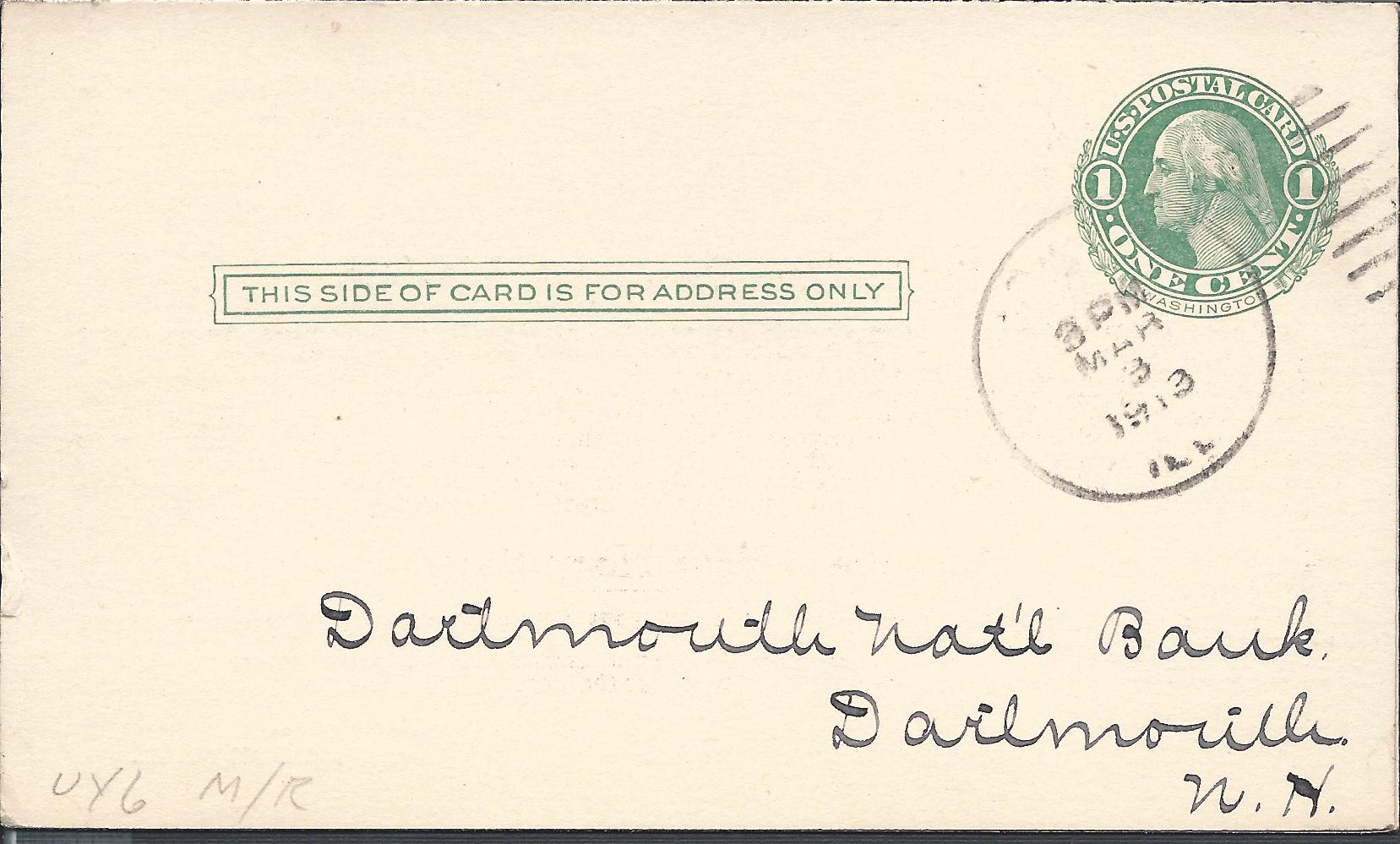 UY6 (UPCC#MR12) Card w/"Double Line Around Address Label"... | United ...