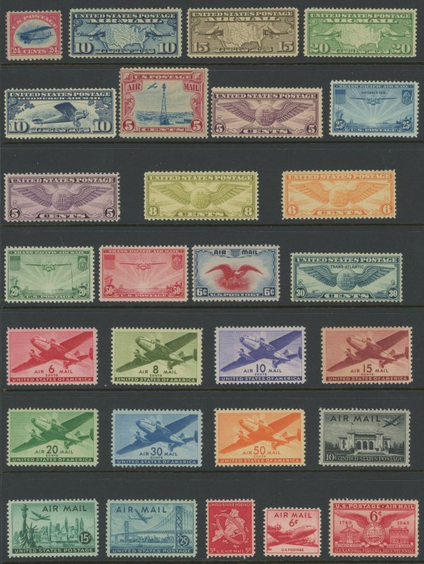 USA - Mint never hinged airmail collection remainder - 59 x Diff incl ...
