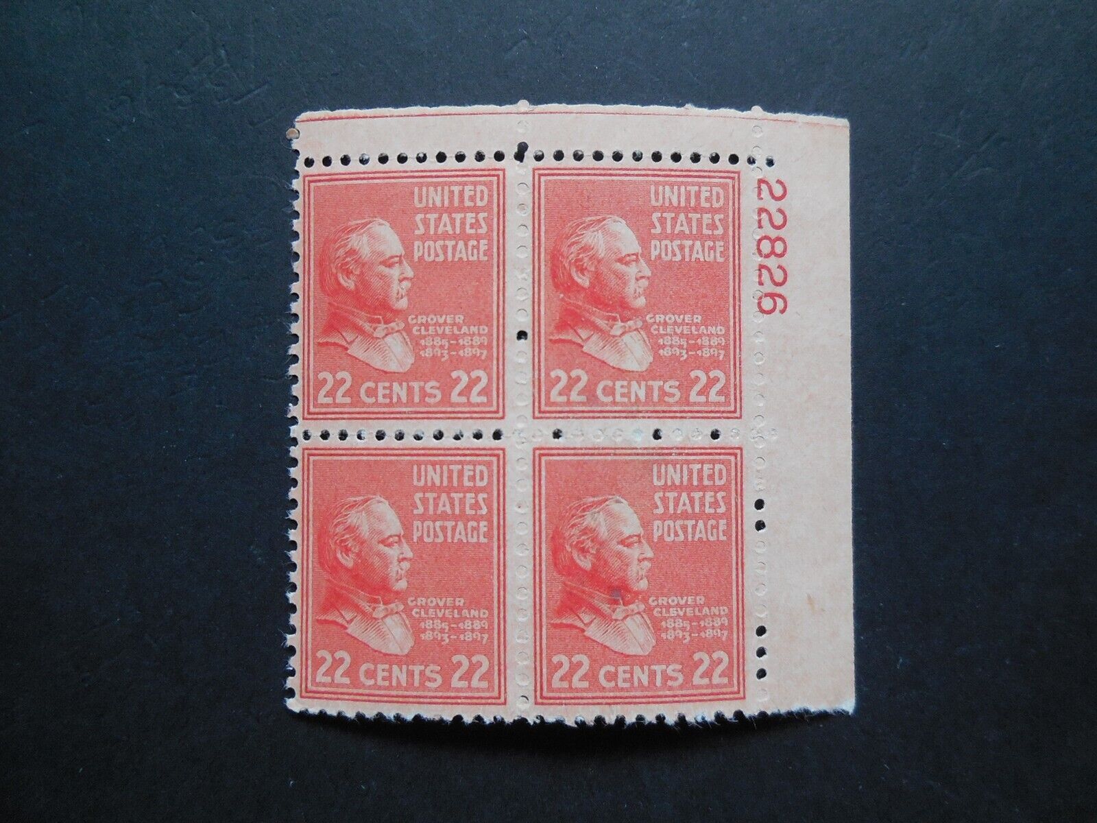#827 22c Cleveland Plate Block #22826 UR MNH OG VF CV $12 "Incs New ...