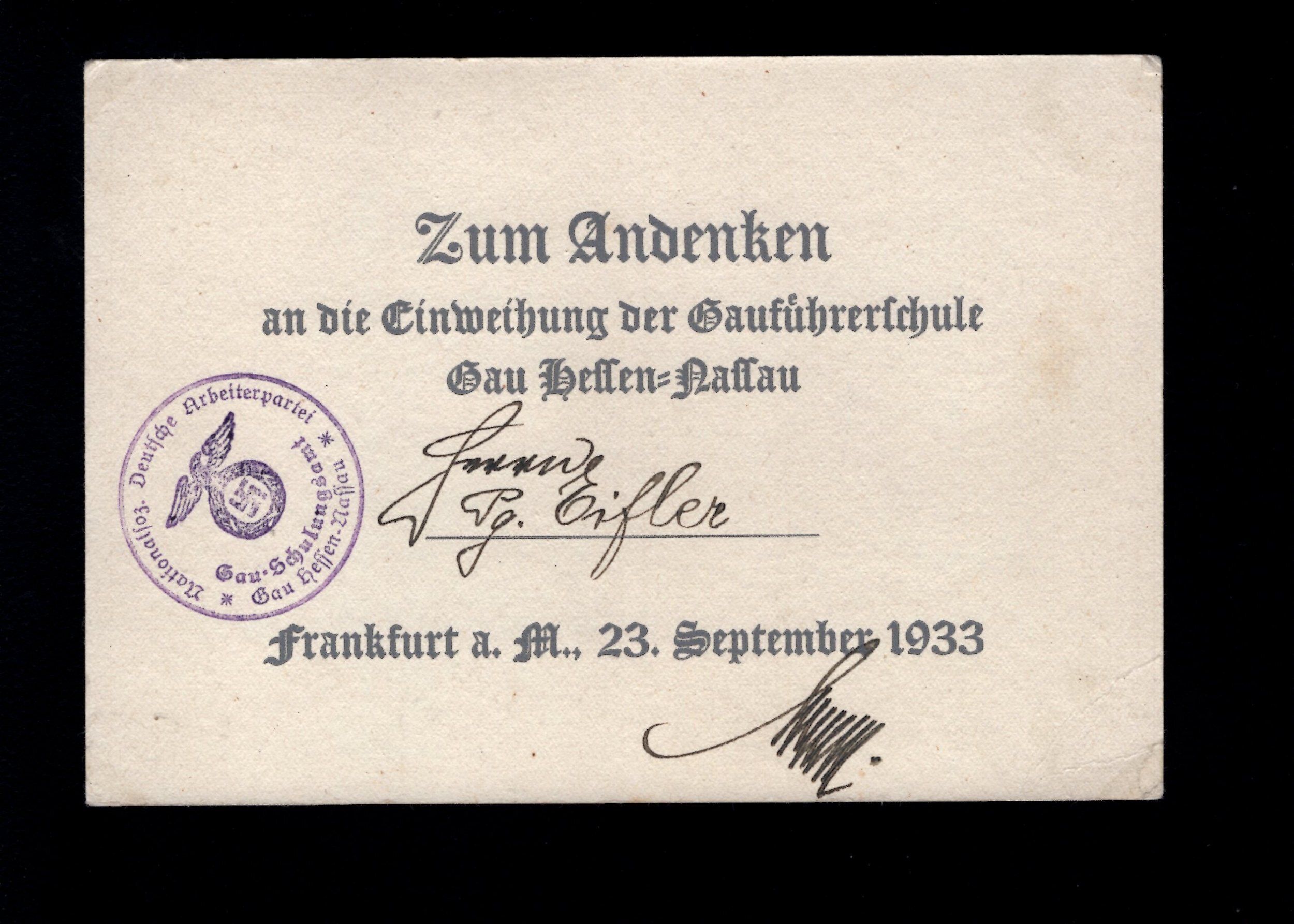 Hitler Printed Drawing 1933 NSDAP Souvenir For District Fuhrer School ...