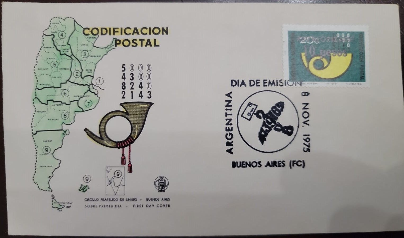 D)1975, Argentina, First DAY Cover, Issue, Postal Codes, NOT Issued and ...
