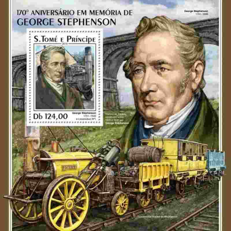 St Thomas - 2018 George Stephenson - Stamp Souvenir Sheet - ST18318b ...