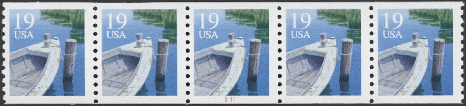 1994 US Scott #2529C, 19c Fishing Boat, Rope with one Loop, PNC5 Plate ...