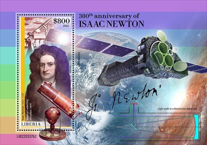Liberia - 2022 Isaac Newton Anniversary - Stamp Souvenir Sheet ...