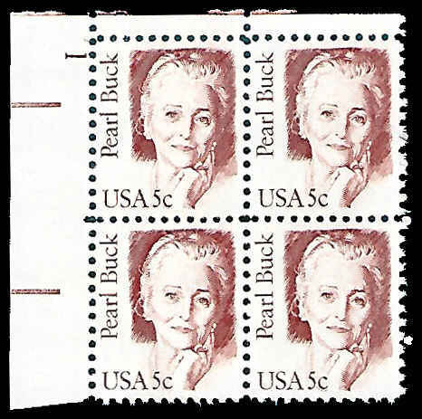 PCBstamps US #1848 PB 20c(4x5c)Pearl Buck, #1, MNH, (PB-1a) | United ...