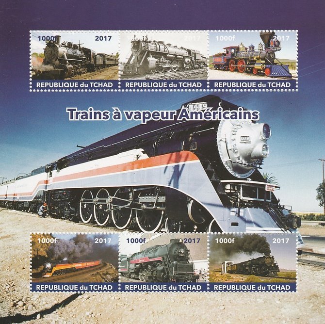 CHAD - 2017 - US Steam Trains - Perf 6v Sheet - Mint Never Hinged ...