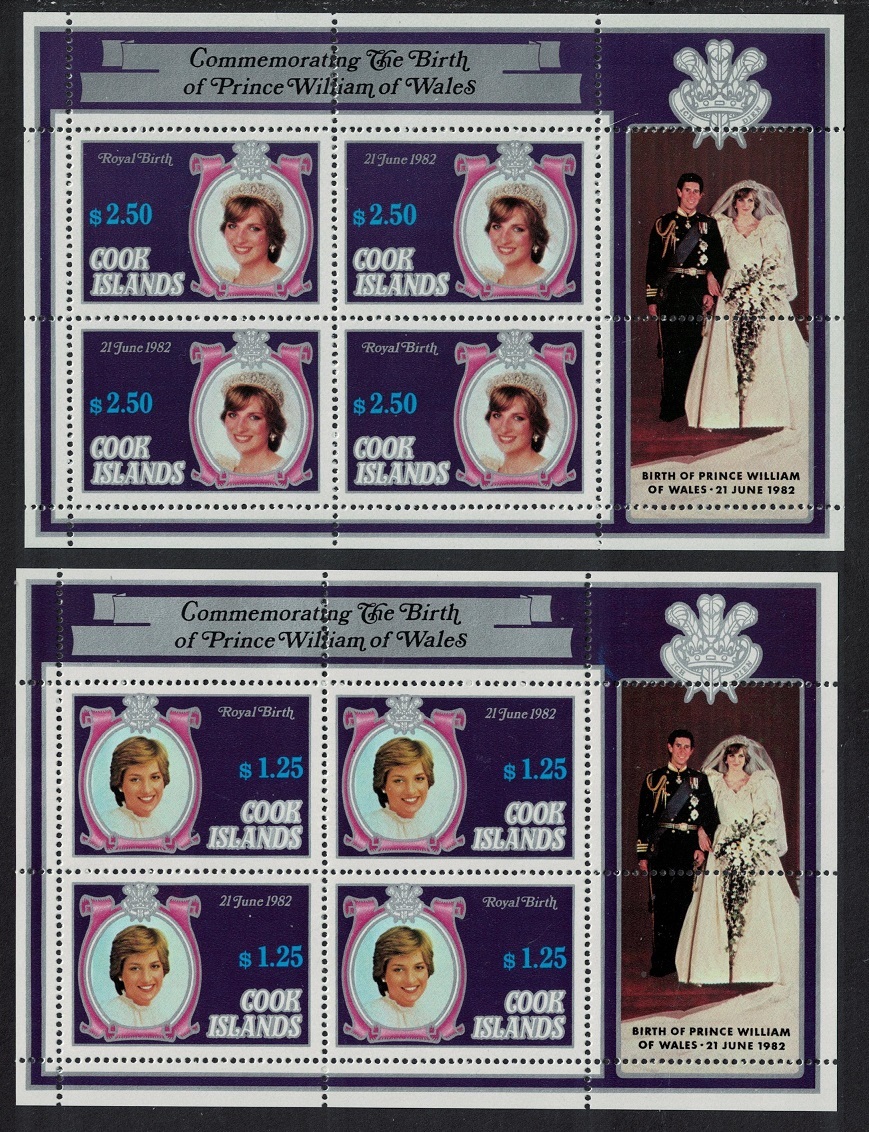 Cook Is. Birth of Prince William of Wales 2nd issue Sheetlets 1982 MNH ...