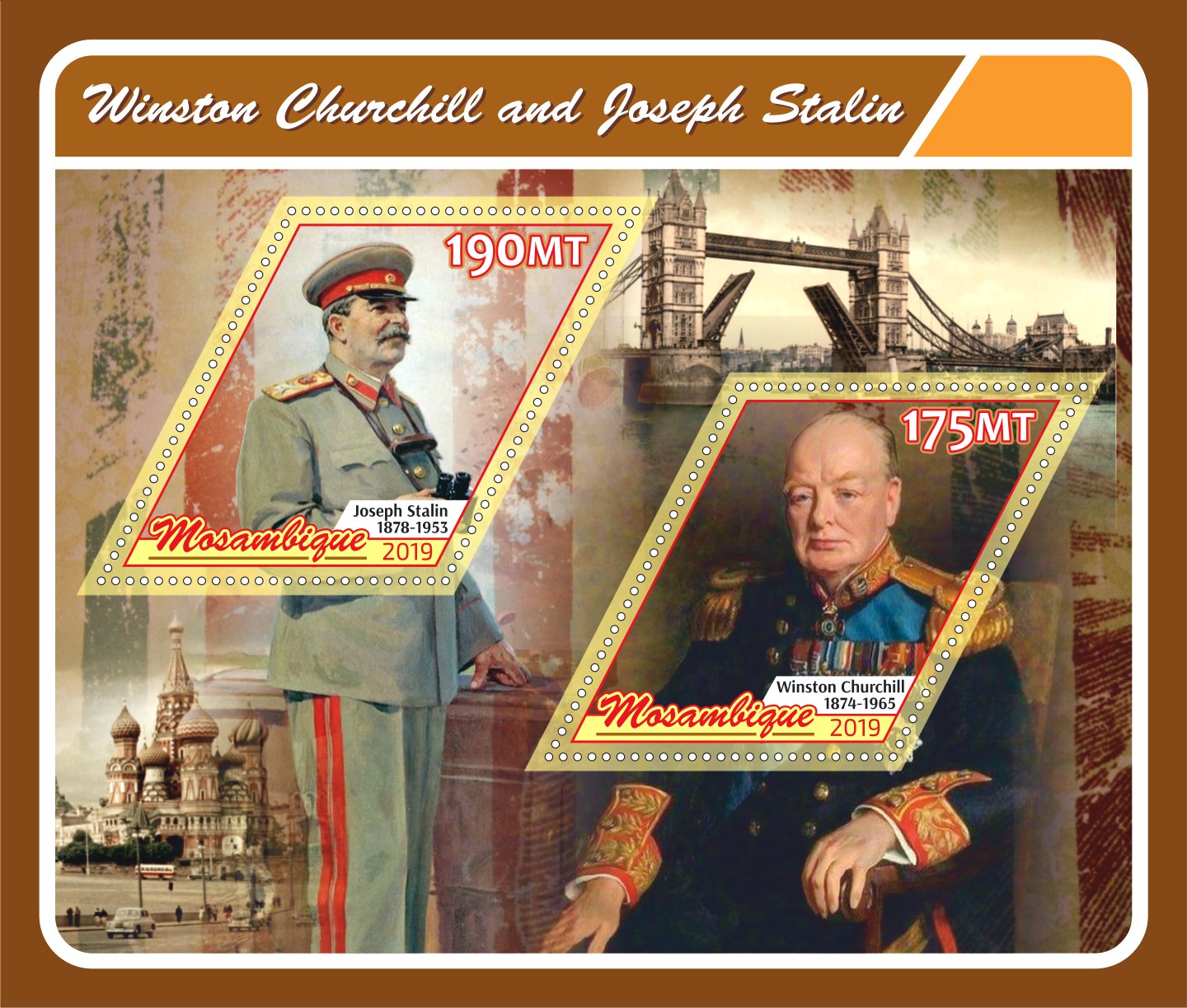 Stamps. Famous people. Winston Churchill 2019 1+1 sheets perforated ...