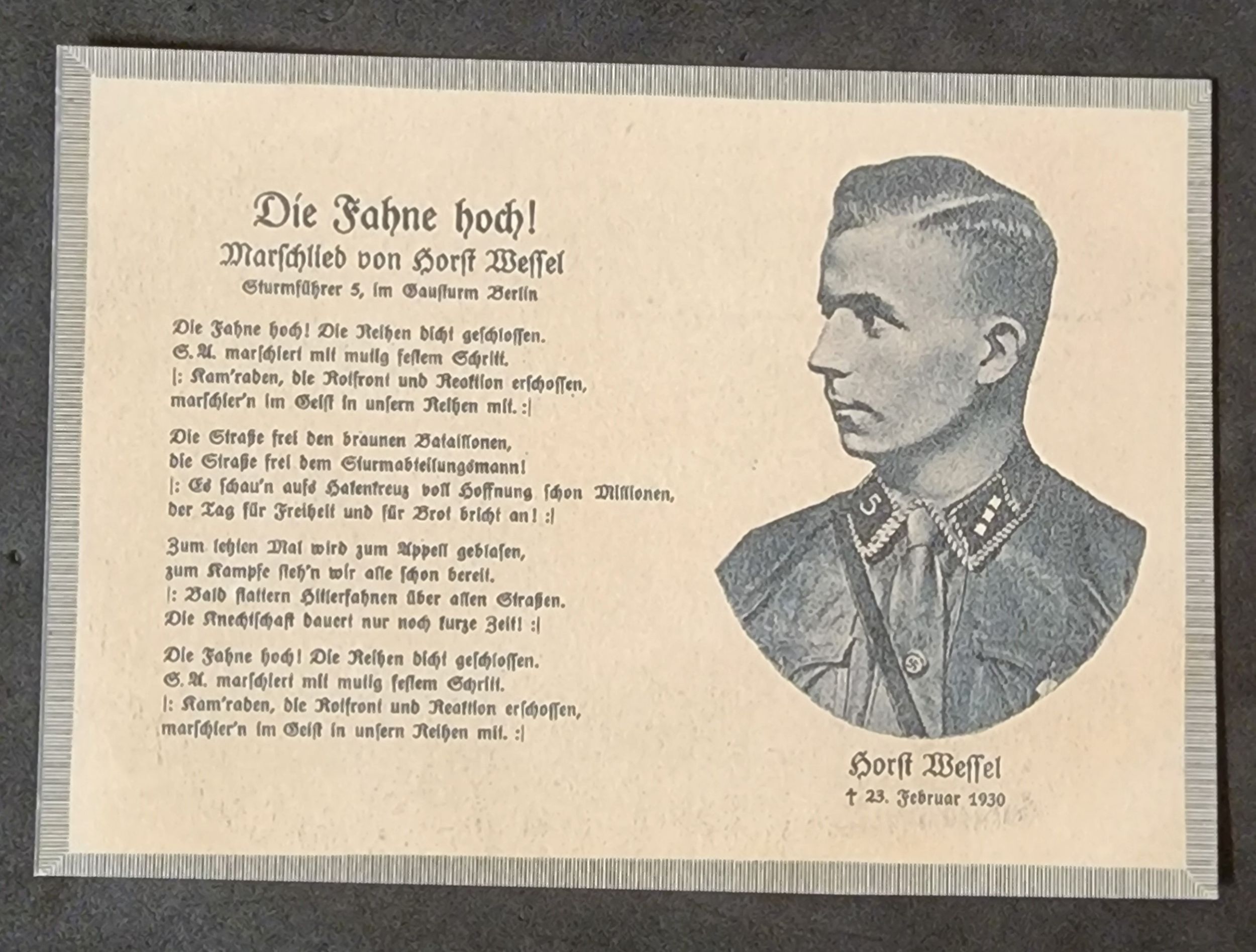 Nazi Germany Third Reich NSDAP Propaganda Postcard Horst Wessel lied ...