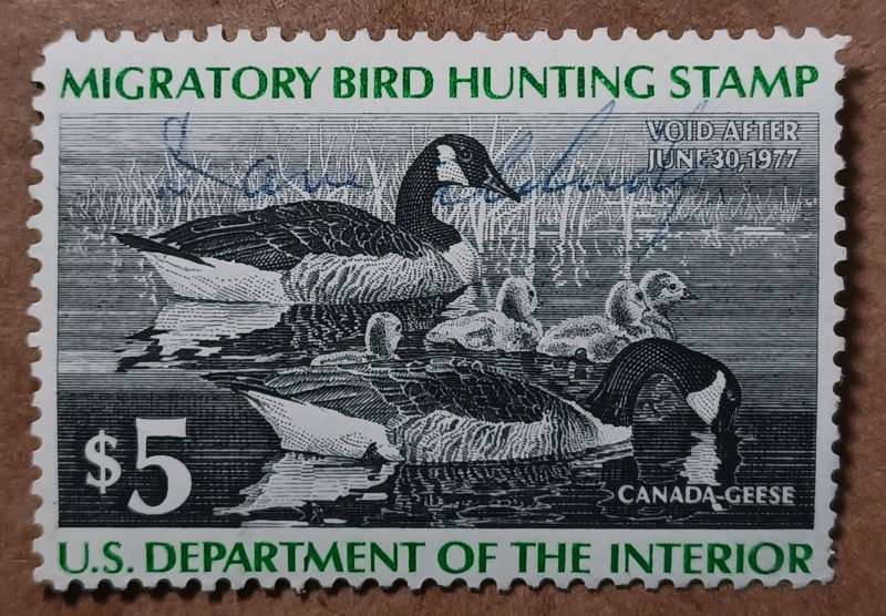 United States #RW43 $5 Canada Geese USED (1976) signed | United States ...