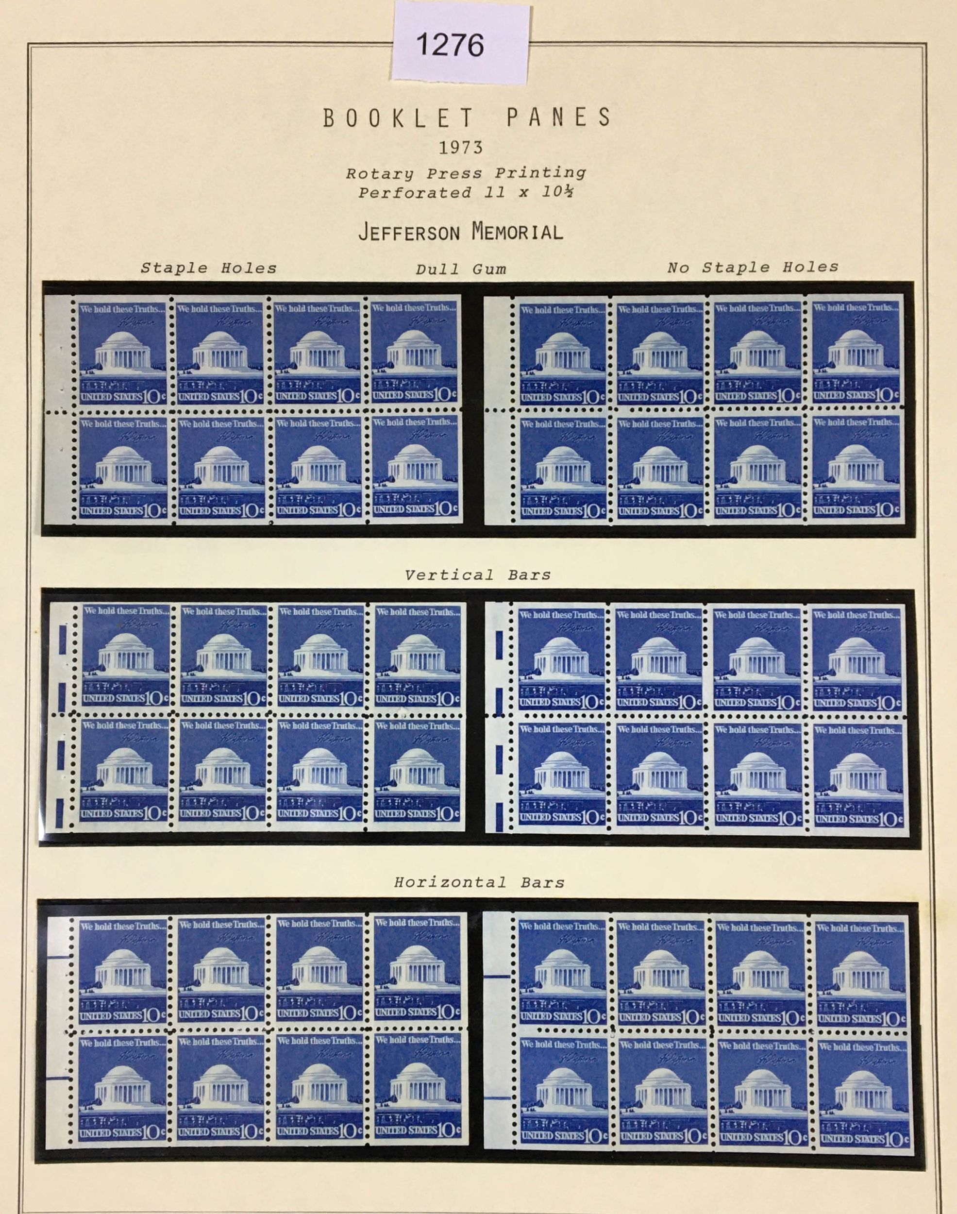 US Stamps # 1 Booklet Panes Group 1973 Mint OG $ LOT #1276 | United ...