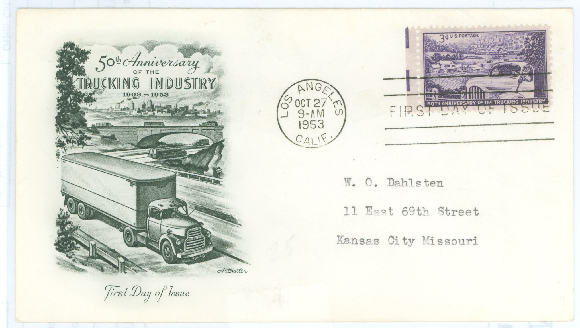 US 1025 1953 Trucking Industry, typed address | United States, Stamp ...