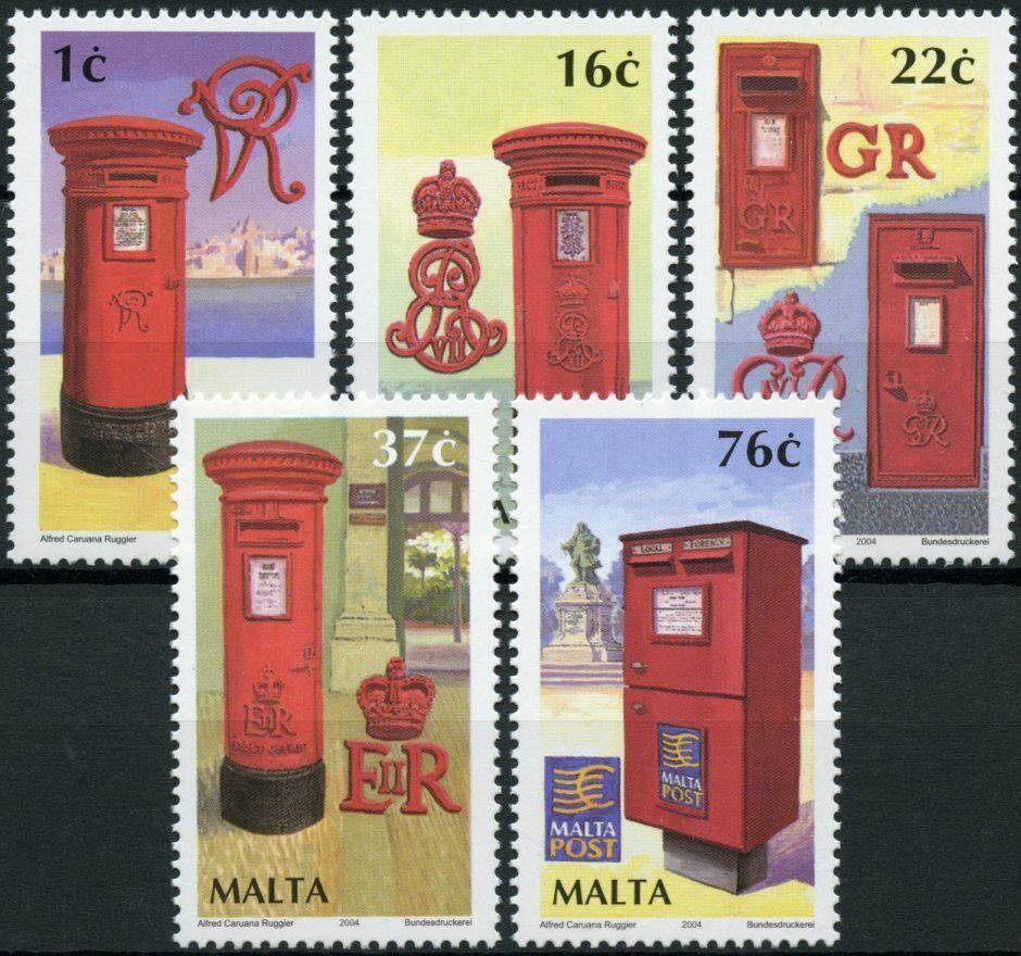 Malta Postal History Stamps 2004 MNH Letter Boxes Pillar Box 5v Set ...