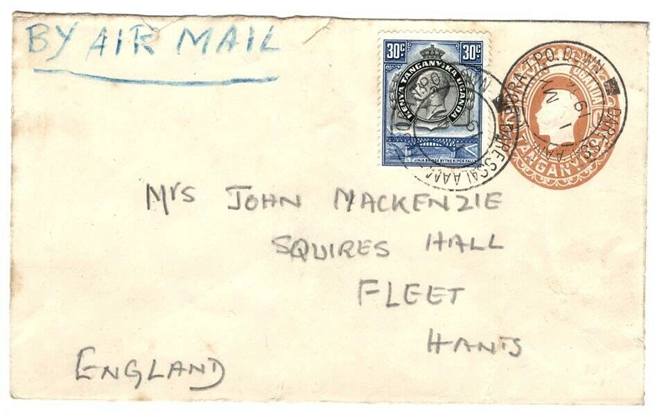 Kenya Uganda Tanganyika 1936 Fine 20c postal envelope uprated 30c ...