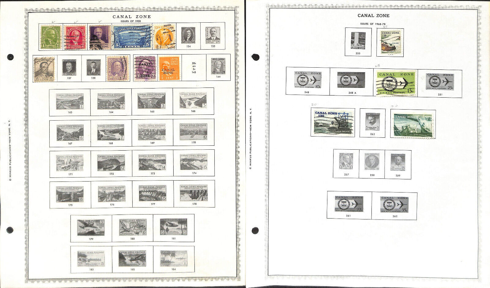 Canal Zone Stamp Collection on 6 Minkus Pages 1904 to 1958 | United ...