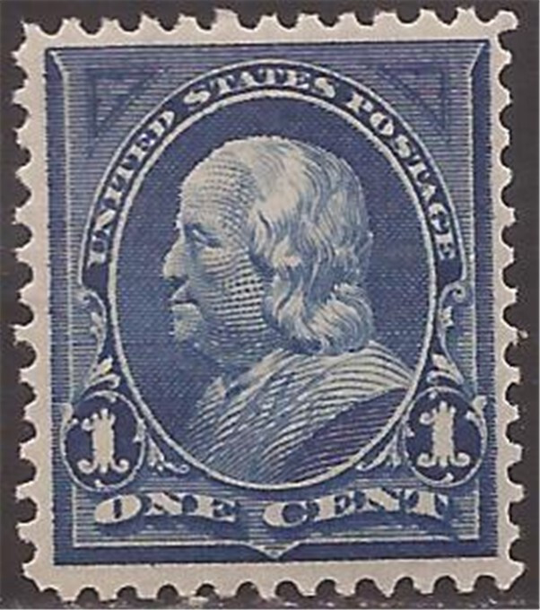 1895 1c Founding Father Benjamin Franklin - Watermark, Dark Blue - MNH ...