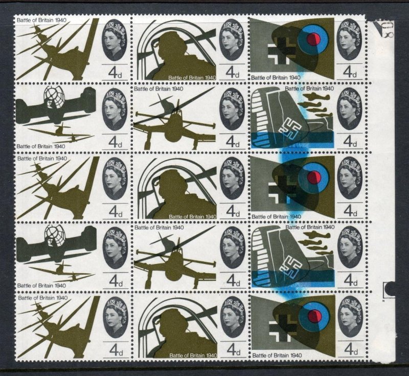 4d Battle of Britain (Non-Phosphor) Mint Block + Blue Printing Errors ...