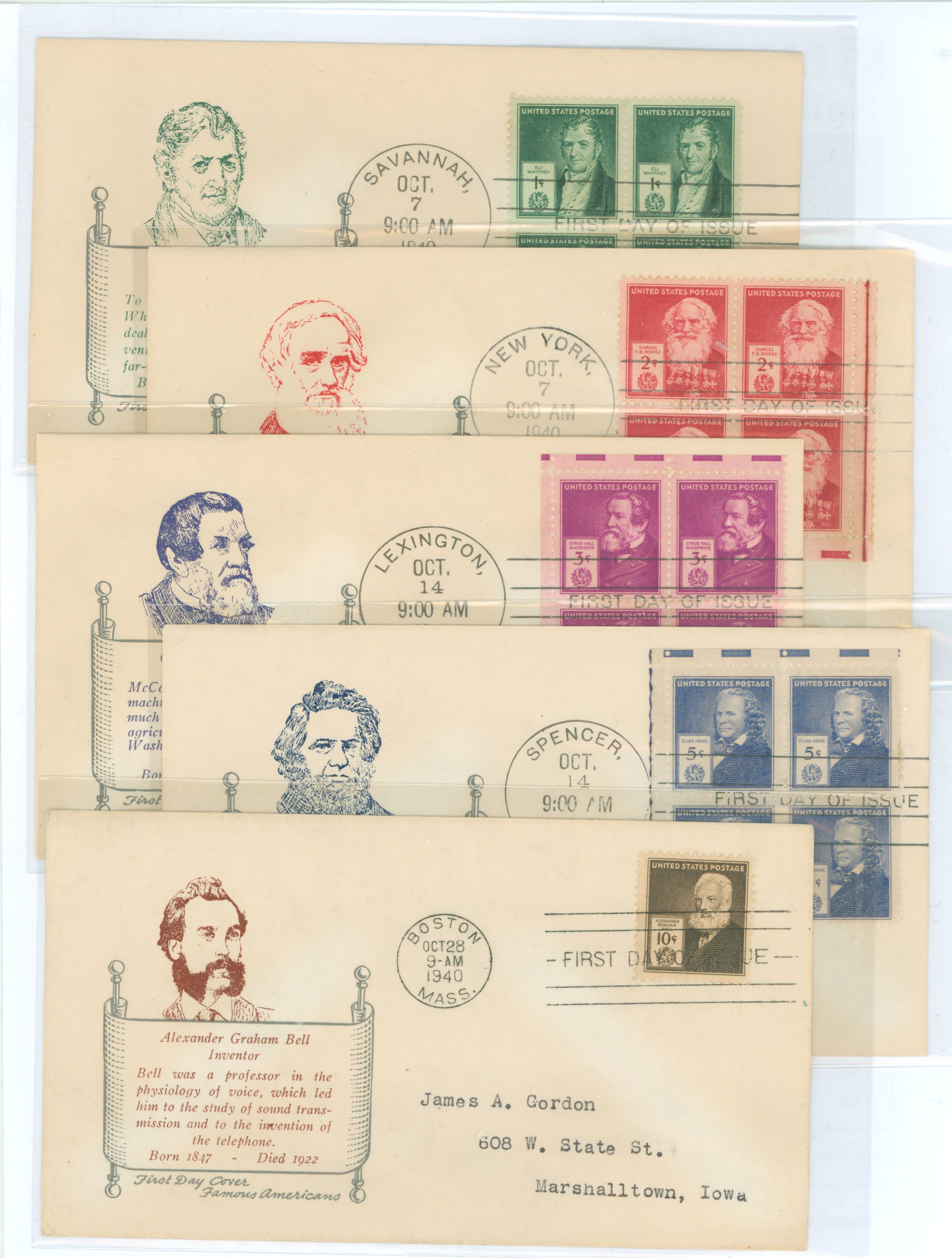 US 889-893 1940 Inventors (part ofthe famous American series) set of ...