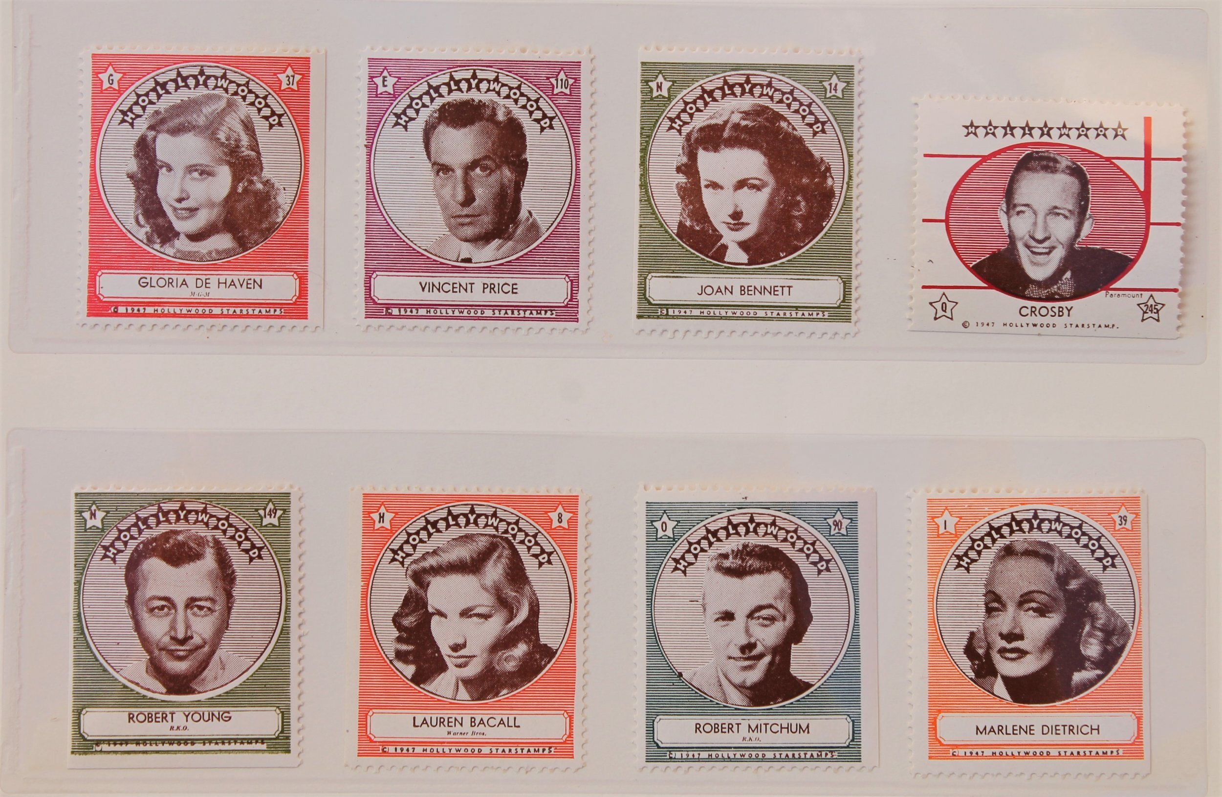 Hollywood Star Stamps 1947 Set of 16 MNH Young Desi Arnez, Shirley ...