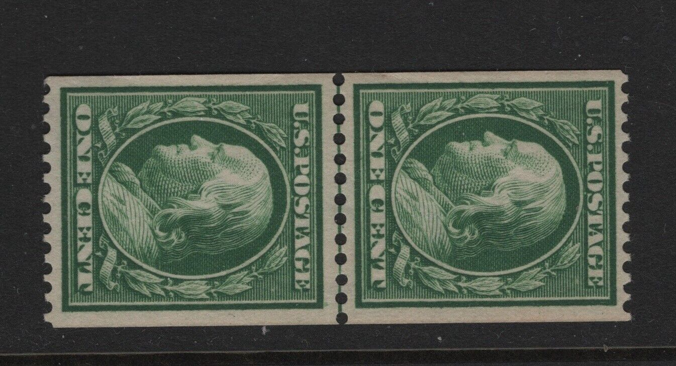 385 Line pair VF-XF OG mint lightly hinged with nice color cv $ 450 ...
