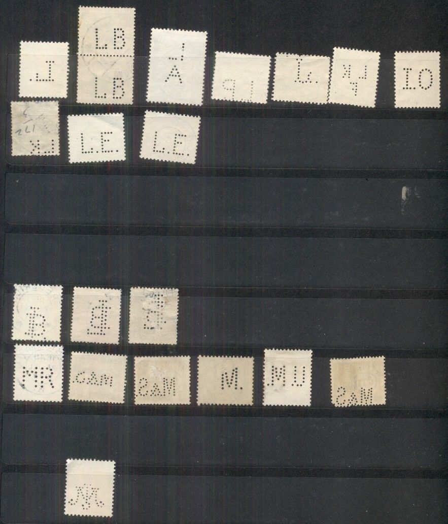 DENMARK PERFIN COLLECTION - over 200 stamps PLUS Reprint A-Z Perfin ...