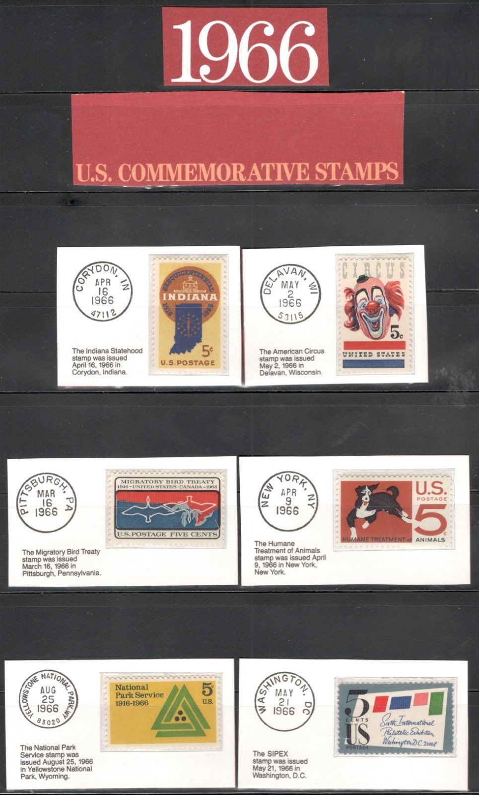 1306-1322 US Postage Commemorative Stamps (1966) In Mounts & Post ...