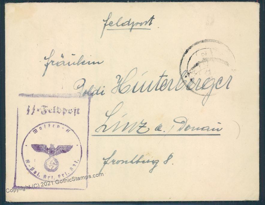 Waffen SS 3rd Reich Pol Art Abt WWII Feldpost Cover G48073 | Worldwide ...