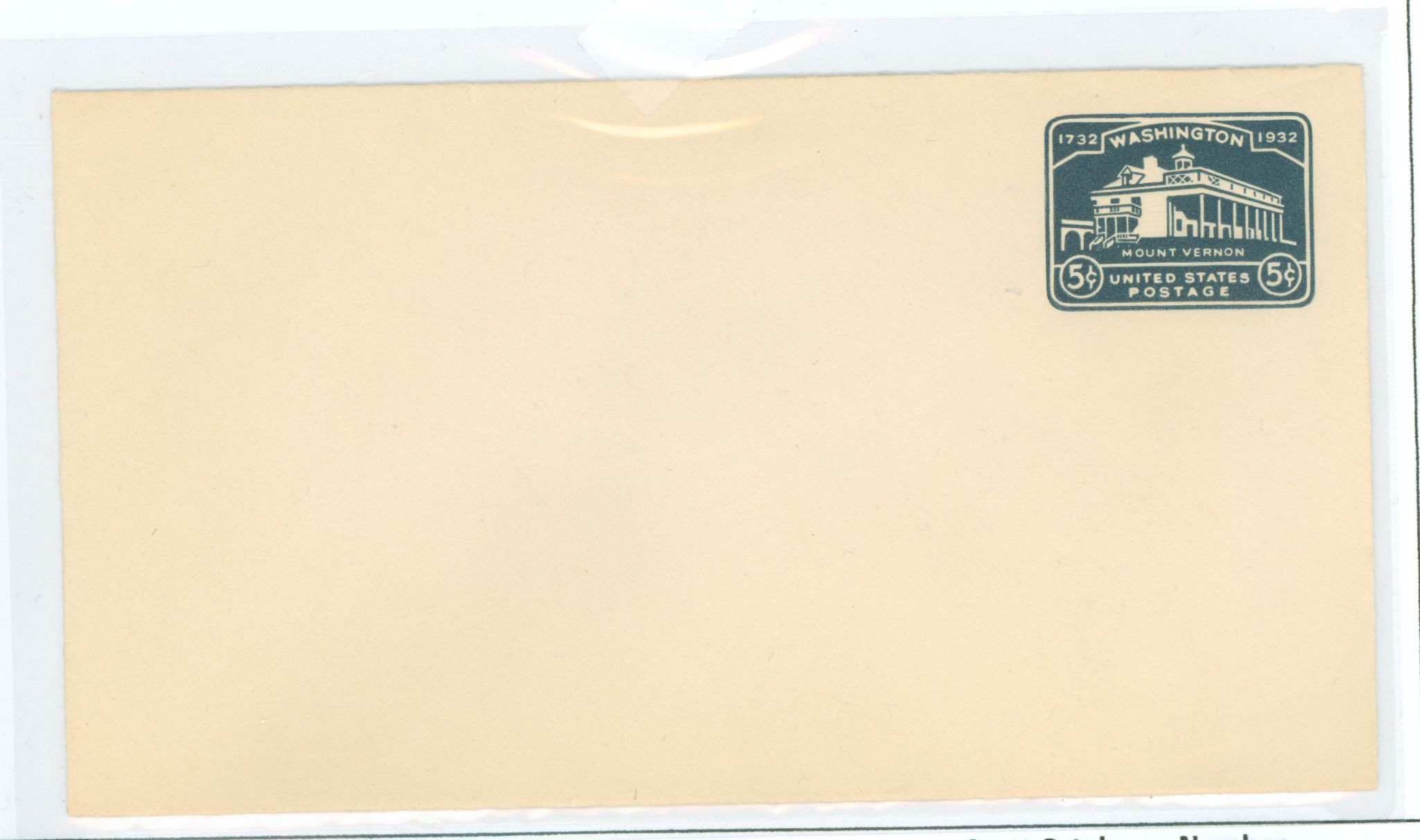 US U528 5c dark blue stamped envelope, entire. small gentle bend at ...