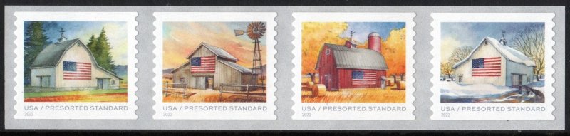 SC#5684-87 (Presorted Standard) Flags on Barns Coil Strip of Four (2022 ...