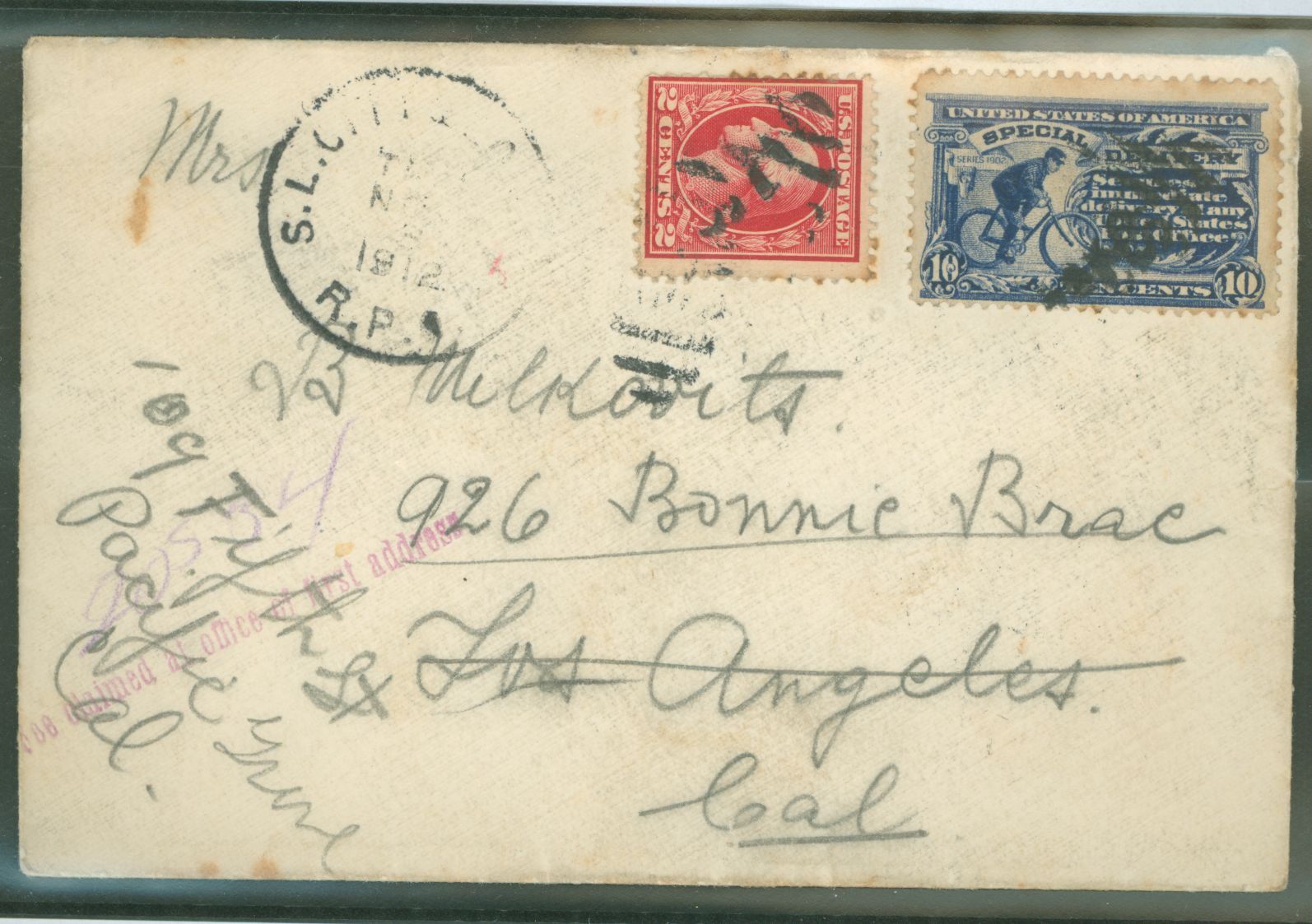 US E8/375 RPO cancel Salt Lake City 11/8/12, backstamp Los Angeles, CA ...