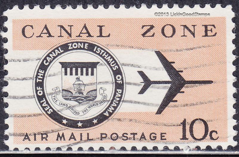 Canal Zone C48 USED 1968 Seal and Jet Plane / HipStamp