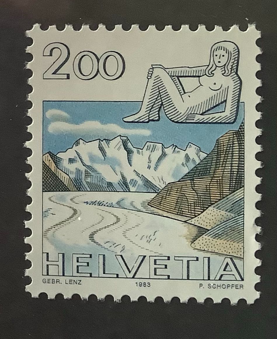 Switzerland 1983 Scott 724 MNH - 2fr, Zodiac sign, Virgo & Aletsch ...