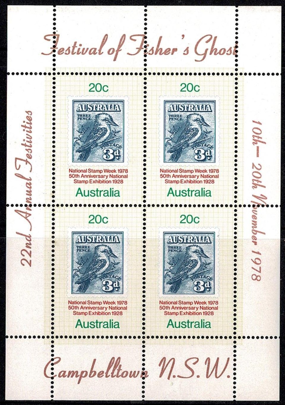 Australia 1978 National Stamp Week Sheetlet OP Festival of Fisher's ...