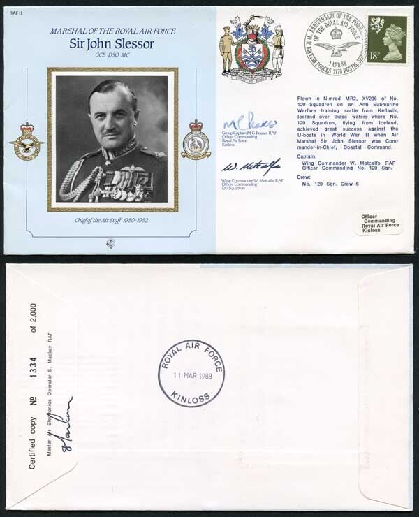 CMD11a RAF COMMANDERS SERIES Sir John Slessor signed Gp Capt Peaker (P ...