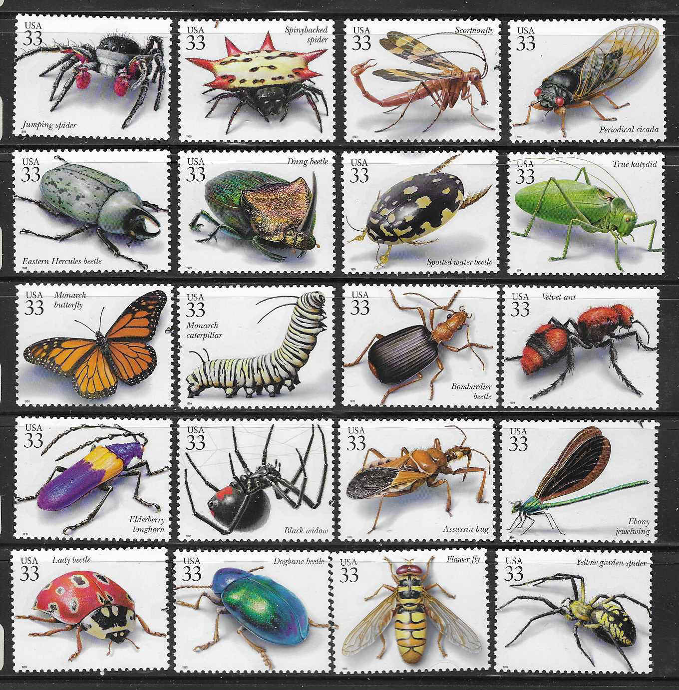 PCBstamps US #3351 Sgls $6.60(20x33c)Insects & Spiders MNH, (6 ...