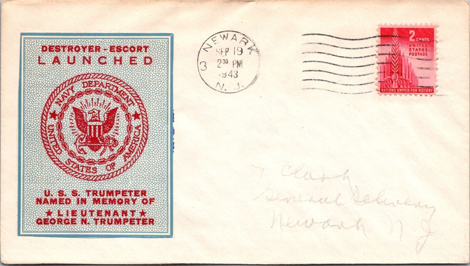 USS Trumpeter Launched - 9.19.1943 - In Memory of George Trumpeter ...