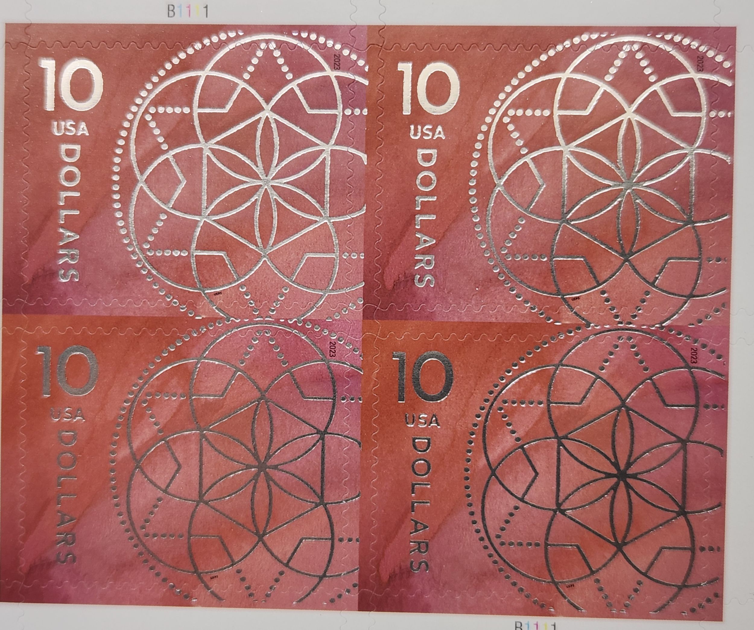 USA Flora Geometry Stamp $10 Sheet of 4pcs MNH VF Free Fedex | United ...