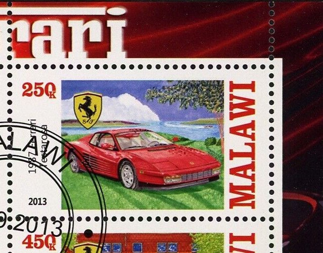 Ferrari Stamp 275 GTB 1987 Testarosa 1967 330GTC Souvenir Sheet of 4 ...